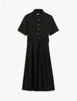 Tommy Hilfiger Mixed Media Pleated Midi Dress