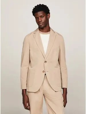 Tommy Hilfiger Regular Fit Cotton And Linen Blazer - Beige
