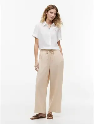 Tommy Hilfiger Lightweight Linen-blend Pull-on Pants - Clayed Pebble