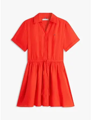 Tommy Hilfiger Linen Mini Shirt Dress - Fireworks