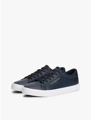 Tommy Hilfiger Metallic Logo Pebbled Court Sneakers - Navy