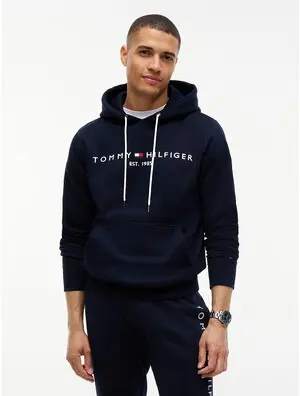 Tommy Hilfiger Embroidered Logo Hoodie - Navy