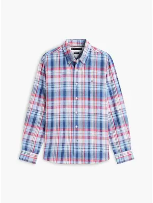 Tommy Hilfiger Regular Fit Plaid Linen-blend Shirt