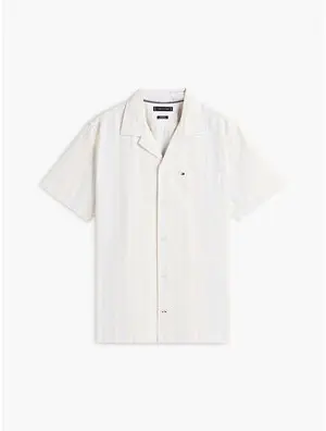 Tommy Hilfiger Regular Fit Striped Dobby Camp Shirt - Breezy Blue