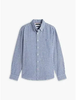 Tommy Hilfiger Regular Fit Gingham Linen-blend Shirt