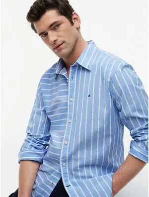 Tommy Hilfiger Regular Fit Mixed-stripe All-day Shirt - Blue Spell