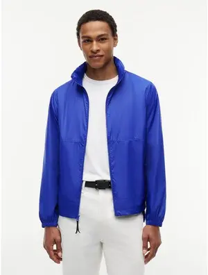 Tommy Hilfiger Water-repellent Ripstop Zip-up Windbreaker With Packable Hood - Wedge Blue