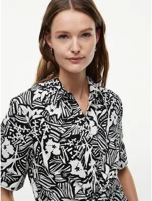 Tommy Hilfiger Tropical Print Linen-blend Shirtdress