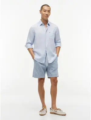 Tommy Hilfiger Striped Cotton-linen Blend Shorts - Cloudy Blue