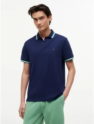 Tommy Hilfiger Regular Fit Tipped Polo - Light Navy