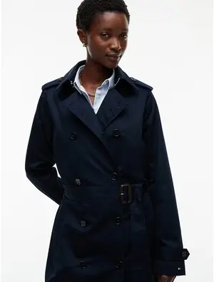 Tommy Hilfiger Double-breasted Belted Trench Coat - Navy