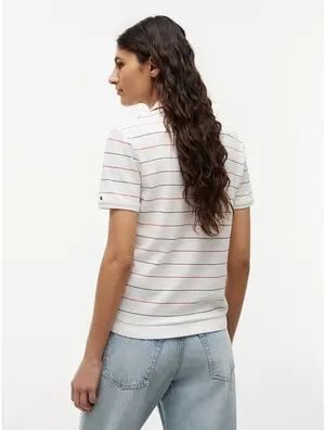 Tommy Hilfiger Striped Pique Henley Polo - Ecru / Multi Stripe