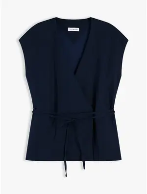 Tommy Hilfiger Sleeveless Linen-blend Wrap Top