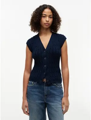 Tommy Hilfiger Cable Knit V-neck Cardigan Vest