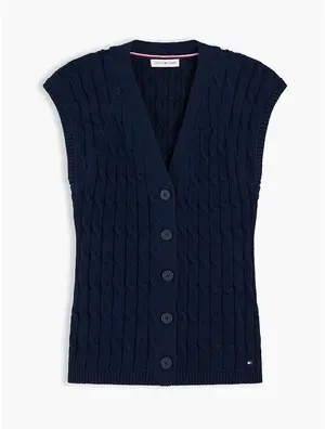 Tommy Hilfiger Cable Knit V-neck Cardigan Vest