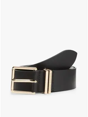 Tommy Hilfiger Square Buckle Leather Belt - Black
