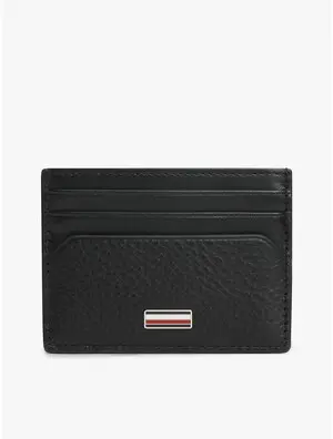 Tommy Hilfiger Pebbled Leather Card Holder - Black