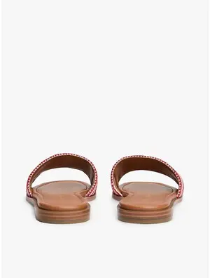 Tommy Hilfiger Script Monogram Stripe Woven Slide - Medium Red