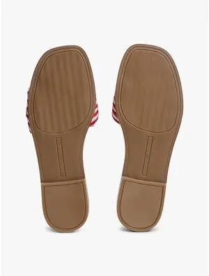 Tommy Hilfiger Script Monogram Stripe Woven Slide - Medium Red