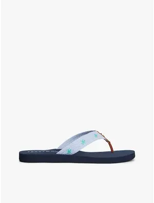 Tommy Hilfiger Embroidered Monogram Canvas Flip Flops