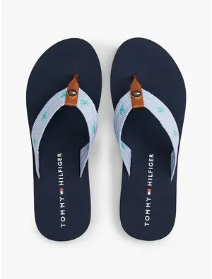 Tommy Hilfiger Embroidered Monogram Canvas Flip Flops