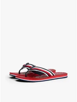Tommy Hilfiger Striped Flip-flop Sandals - Medium Red