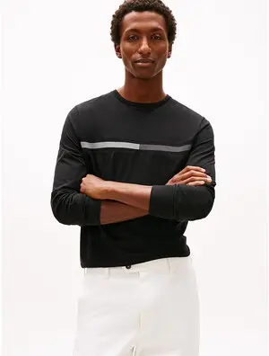 Tommy Hilfiger Long-sleeve Tonal Flag Logo T-shirt - Black