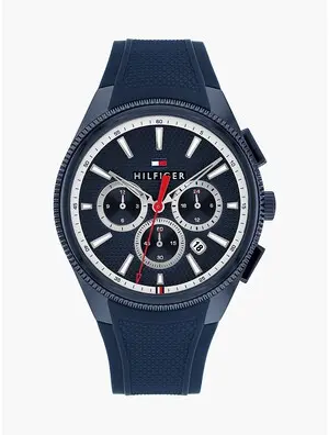 Tommy Hilfiger Dual-time Sport Watch With Silicone Strap - Blue