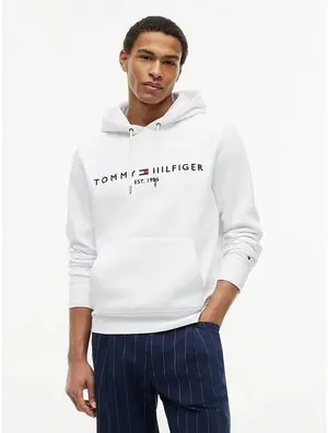 Tommy Hilfiger Embroidered Logo Hoodie - White