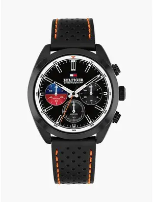 Tommy Hilfiger 40mm Leather Strap Chronograph Watch - Black