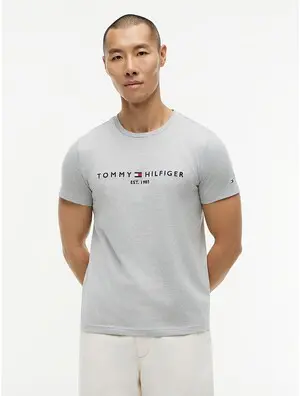 Tommy Hilfiger Embroidered Tommy Logo Slim Fit T-shirt - Cloud Heather