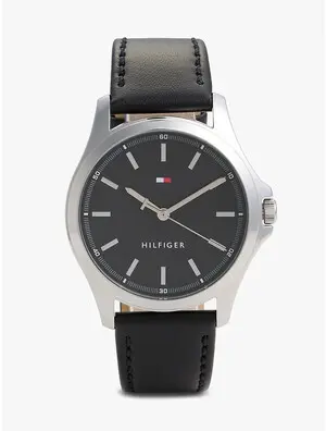 Tommy Hilfiger 43mm Sport Watch With Leather Strap - Black
