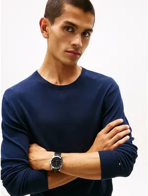Tommy Hilfiger 43mm Stainless Steel And Leather Strap Watch