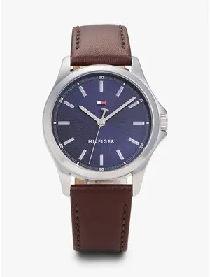 Tommy Hilfiger 43mm Leather Strap Sport Watch - Navy