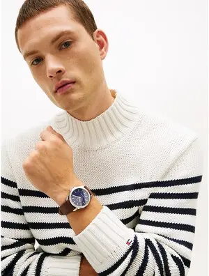 Tommy Hilfiger Leather Strap Watch - Navy