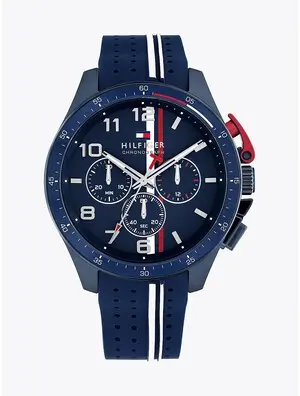 Tommy Hilfiger Chronograph Watch With Silicone Strap - Navy