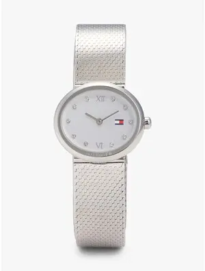 Tommy Hilfiger Oval Crystal Accent Mesh Watch