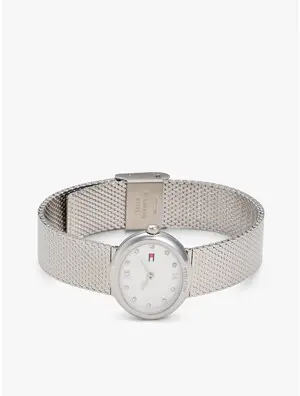 Tommy Hilfiger Oval Crystal Accent Mesh Watch