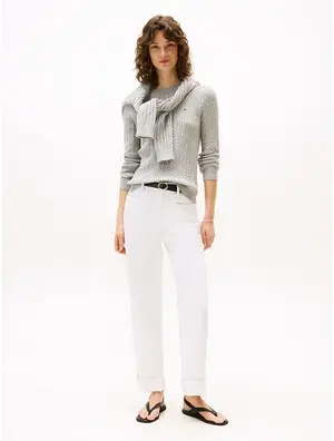 Tommy Hilfiger Cable Knit Crewneck Sweater - Grey