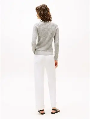 Tommy Hilfiger Cable Knit Crewneck Sweater - Grey