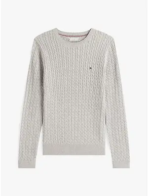Tommy Hilfiger Cable Knit Crewneck Sweater - Grey