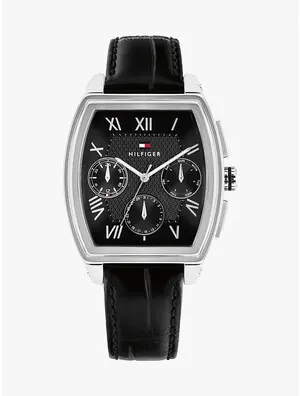 Tommy Hilfiger 36mm Leather Strap Multifunction Watch - Black