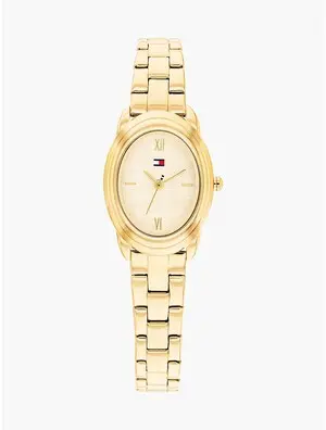 Tommy Hilfiger 27mm Textured Oval Dial Dress Watch - Champagne