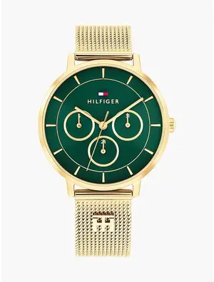 Tommy Hilfiger 36mm Monogram Accent Mesh Watch - Emerald