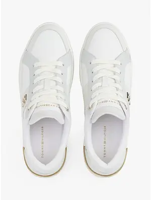 Tommy Hilfiger Leather Court Sneakers With Metallic Heel Detail