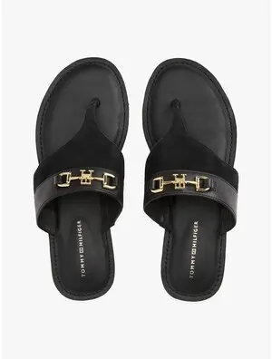 Tommy Hilfiger Monogram Horsebit Leather & Suede Sandal