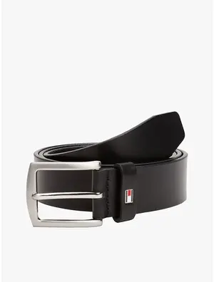 Tommy Hilfiger Leather Belt With Flag Logo Detail - Midnight