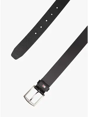 Tommy Hilfiger Leather Belt With Flag Logo Detail - Midnight