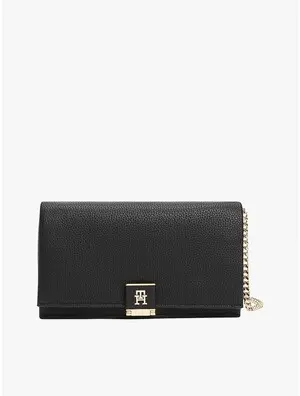 Tommy Hilfiger Monogram Clasp Chain Strap Crossbody Bag - Black
