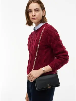 Tommy Hilfiger Monogram Clasp Chain Strap Crossbody Bag